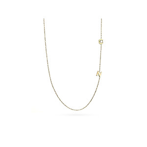 Personalized Gold Tone 2 Letter Women's Sideways Initial Necklace, 16" Chain - Personalized Initial Necklace for Her - Custom Necklace for Women - Birthday Gift - Gift for Her - Gifts for Mom