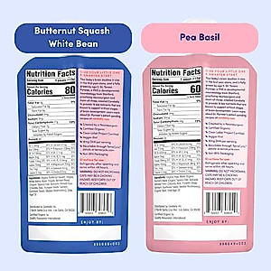 Cerebelly Baby Food Pouches - Organic Beans & Veggies Purees Variety Pack (4 oz, Pack of 8) Toddler Snacks - 16 Brain-supporting Nutrients - Healthy Snacks, Gluten-Free, BPA-Free, Non-GMO
