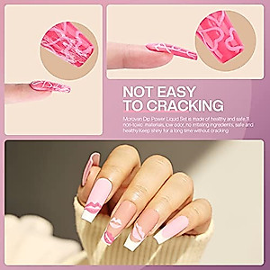 Morovan Dip Powder Liquid Set with Activator Base Top Coat and Dipping Powder Brush Saver 4pcs 0.5oz for Dip Powder Nail Kit