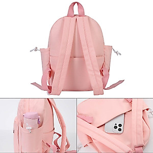 Phaoullzon Girls Mini Backpack Purse for Teens Kids Small Aesthetic Backpacks with Bear Pendant, Pink