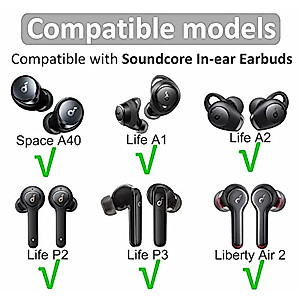 IiEXCEL Double Flange Compatible with Soundcore Space A40 Ear Tips, Noise Reduce Replacement Silicone Eartips Buds Cover Accessories Compatible with Soundcore Life P3 A1 Space A40 - S/M/L Black