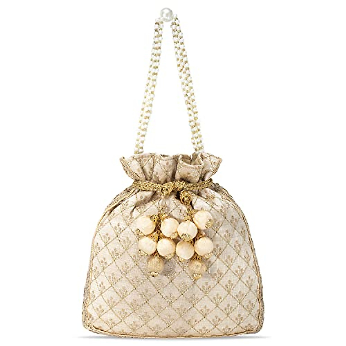 Aheli Indian Potli Bags for Women Evening Bag Clutch Ethnic Bride Purse with Drawstring (P26CRM)