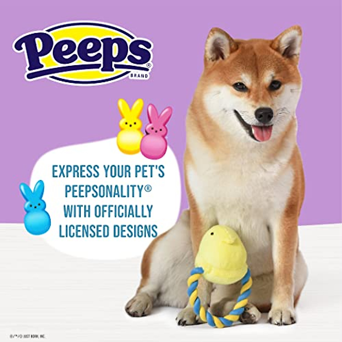 Peeps for Pets Plush Chick Rope Pull Toy for Dogs Squeaker Dog Toy, Yellow/Blue | Soft and Cute, Plush Squeaky Dog Chew Toy with Rope to Add to Dog Toy Bin 6 Inch