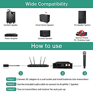 MicrocQueen Wireless Microphone System, 4-Channel UHF Professional Mic, Automatically Pair Metal Cordless Mic with 2 Handheld and 2 Bodypack, 400ft Range, for Singing, Karaoke, Party, Wedding, Concert