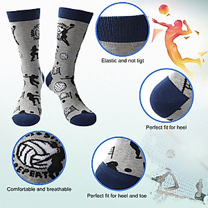 Vicenpal 4 Pairs Volleyball Socks Women Novelty Funny Pink Volleyball Crew Socks Sports Gifts for Women Men Sports Lovers Players Athletes Coach Running Athletic