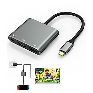 YCCSKY Switch Dock for Nintendo Switch/OLED, USB C to HDMI Multiport Hub, Portable 4K HDMI Switch Adapter Docking Station Support TV Mode/ Steam Deck/ Samsung DeX/Laptop/PC（Grey）