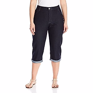 Riders by Lee Indigo Women's Plus Size Comfort Waist Cuff Capri, Rinse, 22 W