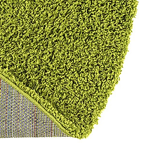Rugs.com - Über Cozy Solid Shag Collection Rug – 3 Ft Round Grass Green Shag Rug Perfect for Kitchens, Dining Rooms