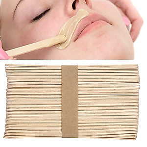 Wax Applicator Sticks, 100pcs Wooden Disposable Epilation Wax Tool Wax Waxing Wood Body Hair Removal Sticks Applicator Wax Spatulas Applicator for Mask Hair Remove Cream Ice Cream Stick