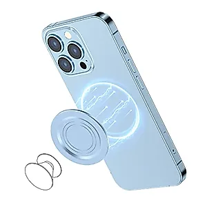 AUROX Compatible with MagSafe Base for iPhone 14 13 12 Magnetic Base Plate【Base Only】 Intended for Pop Socket Grip and Phone Ring Holder【Removable Wireless Charging】(Light Blue)