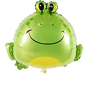 4PCS Frog Balloons Decorations Large Green Frog Mylar Foil Balloons for Animal Frog Reptile Themed Birthday Baby Shower Party Decoration Supplies