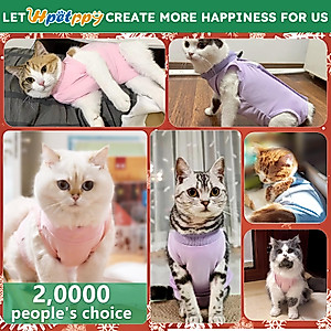 Hpetppy Cat Recovery Suit for Spay Abdominal Wounds, Kitten Onesie Bodysuit for Cats After Surgery, Cat Surgery Recovery Suit Female Cone of Shame Alternative for Cats Anti Licking (Pink,M)