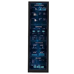 8.8 Inch Mini Monitor, 1920X480 Resolution CPU GPU Data Temperature Display, PC CPU Data Secondary Monitor, Customizable Screen Layout Function Support for RPi for Linux for