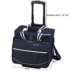 Picnic at Ascot Original Insulated Picnic Cooler with Service for 4 on Wheels-Designed & Assembled in the USA