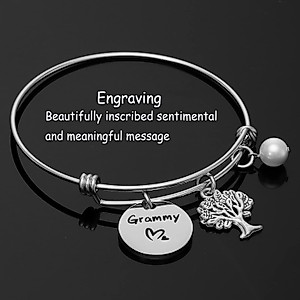 Kivosliviz Grammys Gifts for Grandma Bracelet for Grandmothers Women Best Grammy Gifts for Grammie Grandmother Bangle Bracelet