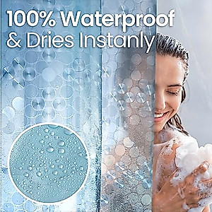 LiBa Plastic Shower Curtain Liner, Heavy Duty 8G Shower Liner for Bathroom, Waterproof Vinyl Shower Curtain, 3 Magnets, Rustproof Mental Grommets - 3D Aqua Circle Pattern, 72x72