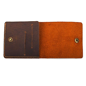 HUAMEIBANG Unisex Leather Simple Wallet Card Holder (Dark Brown)
