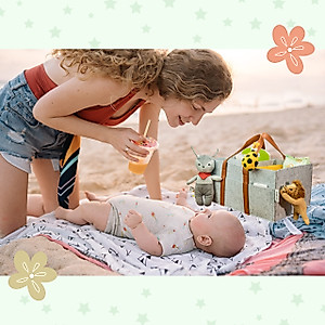 SanYeth Minimalist Grey Felt Diaper Caddy - Organizer Basket for Car, Nursery & Travel - 3 Compartment, Portable, Neutral Gift for Baby Boy or Girl