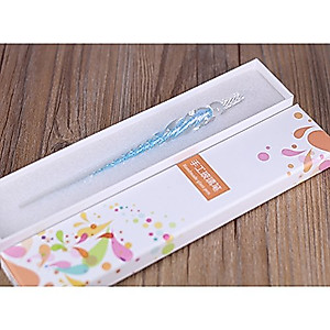 molshine Handmade Glass Dip Pen Crystal Calligraphy Pen Signature Dipped Pen for Artist Women Men Teens,Writing Drawing Decoration Gifts (blue)
