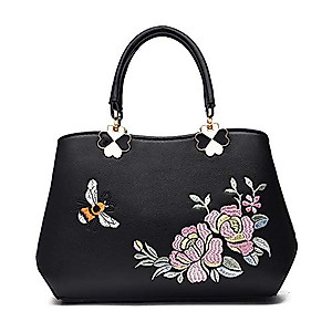 ELDA Small Satchel Bags For Women Crossbody Embroidery Top Handle Handbags Ladies Shoulder Purse