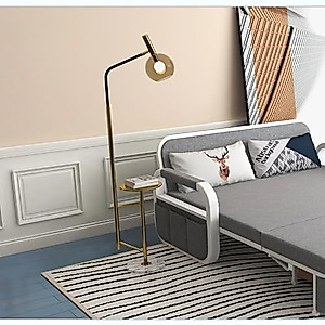 LOVEDIMA Tray Table Floor Lamp,67" Modern 1-Light Standing Reading Lamp with Cognac Dome Glass Shade (Gold)