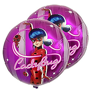 Vision Licensed 2 Pcs Miraculous Ladybug Large 20" Foil Balloons | New Colorful Design of Helium Balloon for Miraculous Birthday Theme Party