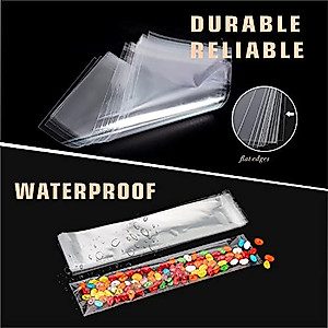 Voikinfo 100 pcs 3" x 11" Long Clear Resealable Cellophane Bags Self Sealing Treat Bags Cookie Bags with Adhesive Flap Gift Wrap Poly Bags Plastic Packaging 1.4 mil