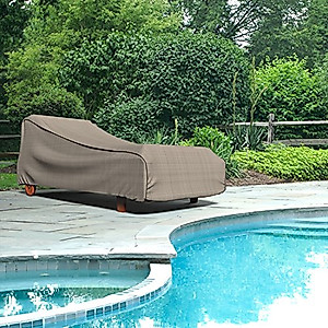 Budge P2A02PM1 English Garden Patio Chaise Lounge Chair Cover Heavy Duty and Waterproof, Medium, Tan Tweed