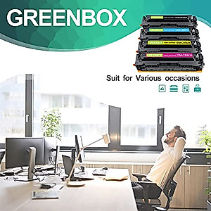 GREENBOX Compatible 125A High Yield Toner Cartridge Replacement for HP 125A CB540A CB541A CB542A CB543A for HP Color CM1312 MFP CM1312nfi CP1215 CP1515n CP1518ni Printer (4-Pack, KCMY)