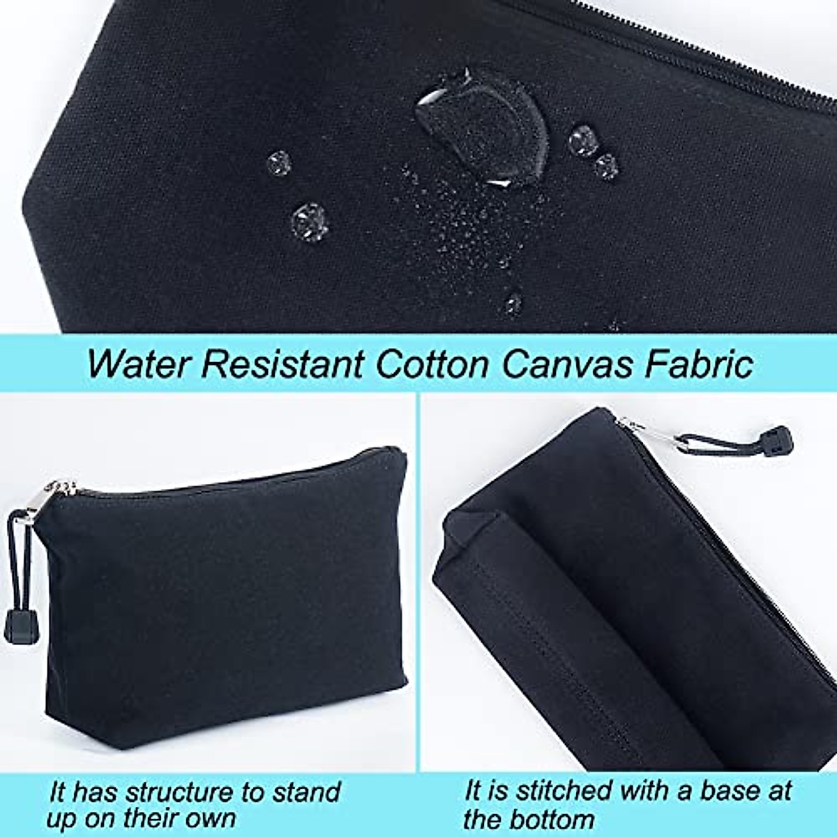 HRX Package Canvas Makeup Bag, 2pcs Cosmetic Zipper Pouches Travel Organizer Case for Brush Purse Diaper Bag Tote Bag