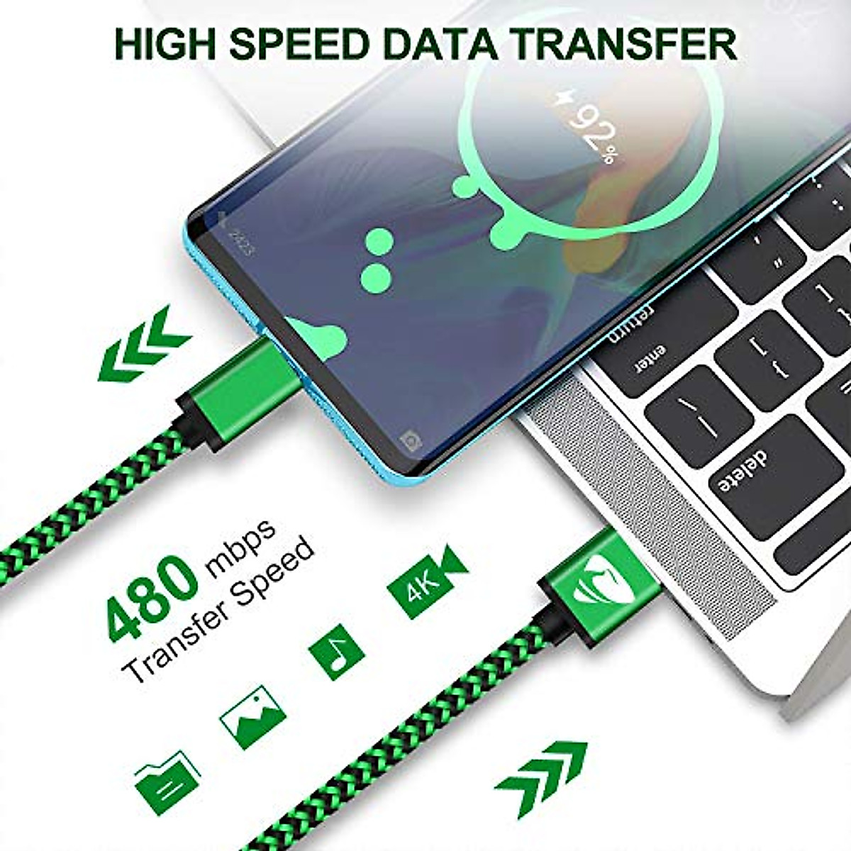 Aioneus Micro USB Cable Fast Android Cord Charger Cable 4Pack [2FT, 3FT, 5FT, 6FT] Cable Charging Cord for Samsung Galaxy S7 Edge S6 S5 J3 J3V J5 J7 J7V Note 5, LG K40 K22 K20, Tablet, PS4, Kindle