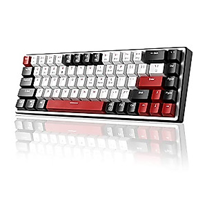MageGee 60% Wireless Mechanical Gaming Keyboard, 68 Keys Hot-Swappable Compact RGB Backlit Gaming Keyboard, SKY68 Plus Wired/Wireless 3-Mode Office Keyboard for Laptop PC (Red Switch, Black & White)