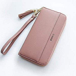 CYANB Women Wallets Tassel Bifold Ladies Cluth Wristlet Wrist strap Long Purse