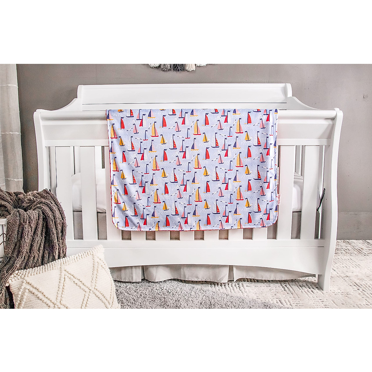 Top Tots Deluxe Minky Baby Blanket - Seahorse, Starfish and Jellyfish, 40 x 29 Inch Mint