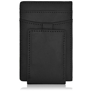 Fidelo Minimalist Wallet For Men - Slim Card Holder Wallet With a Powerful Magnetic Money Clip & RFID Blocking. This Pocket Clip Wallet is Made Out Of Full Grain Genuine Leather - Crazy Horse Black
