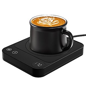 Mug Warmer, Coffee Warmer with 3 Temperature Settings, Auto Shut On/Off Coffee Mug Warmer, Coffee Cup Warmer with 2-12H Timer, Coffee Warmer for Desk/Home/Office, Cup Warmer for Milk/Coffee/Tea, Black