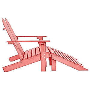 Tidyard 2-Seater Patio Adirondack Chair&Ottoman Fir Wood Pink Outdoor Fire Pit Chair Wooden Garden Armchair for Porch Pool Lawn Deck Backyard Balcony Outdoor