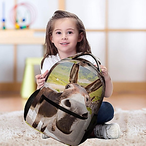 Niapessel Kids Backpack for School, Funny Donkey Pattern Students Bookbags School Bags Girls Boys