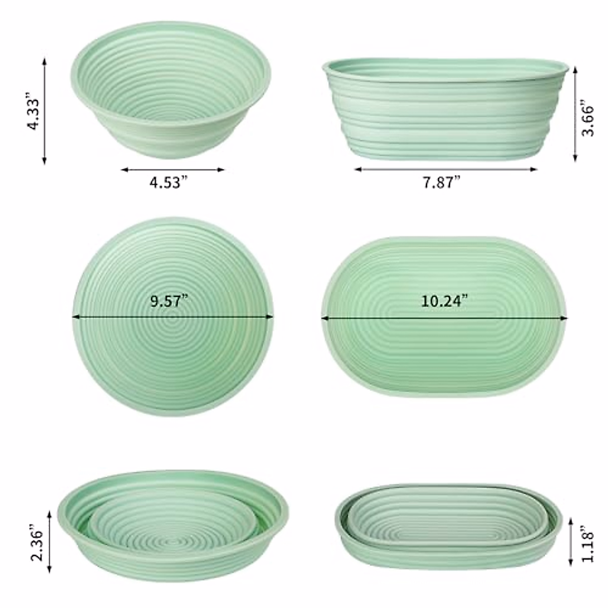 Doe~Dough Silicon Non-Stick Bread Proofing Basket, Collapsible Washable Baking Bowl, Ideal Gift for Bakers (Oval)