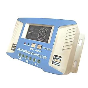 JNJ Solar Charge Controller, Solar Panel Battery Intelligent Regulator with Dual USB Port 12V/24V PWM Auto Paremeter Adjustable LCD Display (20A)