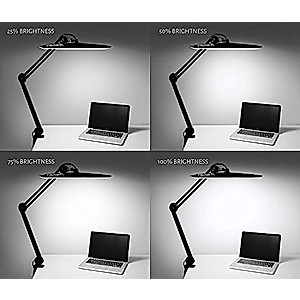 Neatfi XL 2,200 Lumens LED Task Lamp with Clamp, 24W Super Bright Desk Lamp, 117 Pcs SMD LED, 20 Inches Wide Lamp, 4 Level Brightness, Dimmable, Eye-Caring LED Lamp, Table Clamp LED Light (Black)
