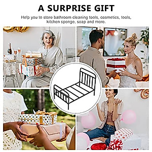 Cabilock Kitchen Accessories Kitchen Sink Sponge Holder Iron Bed Shaped Sponge Holder Countertop Soap Rack Drainer Sink Towel Holder for Farmhouse Home Kitchen Desktop Kitchen Organization