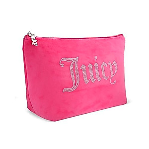 Juicy Couture Women's Cosmetics Bag - Travel Makeup and Toiletries Top Zip Wedge Pouch, Size One Size, Magenta