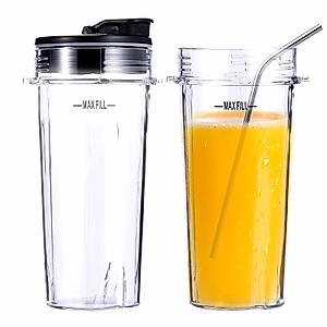 16oz Blender Cup Set 6pcs Replacement Parts Compatible with Ninja Single Serve Cup with Lid and Seal Lid Compatible with Nutri Ninja Series for QB3000 BL770 BL780 BL660 BL740 BL810 Blenders