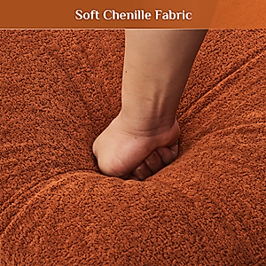 OUYESSIR 114" U Shape Sectional Sofa Cloud Couch for Living Room, Upholstery Comfy Modular Sofa, 4 Seat Chenille L-Shaped Sleeper Sofa with Chaise Lounge, Ottoman & Pillows,Orange