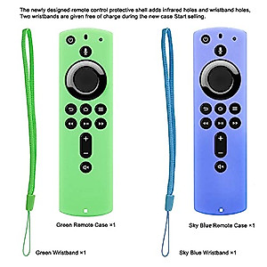 [2 Pack] Firestick Remote Cover Case (Glow in the Dark) Compatible with Fire TV Stick 4K Alexa Voice Remote Control (Green & Sky Blue)
