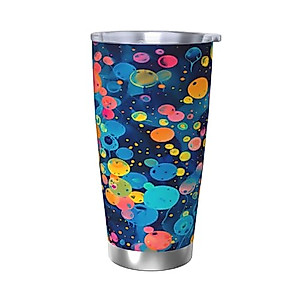 AYCZN Fluorescent Spots 20 OZ Tumbler Stainless Steel Travel Coffee Mug, Colorful Insulated Water Bottle with Lid and 2 StrawsLeakproof Thermal Cup