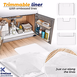 Original Under Sink Mat - Adjustable Silicone, Waterproof Vanity Mat - 28" x 19" or Smaller