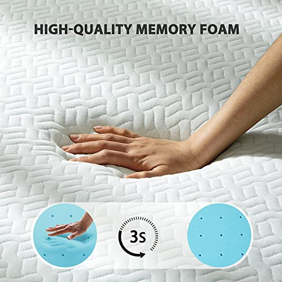 Dreamsmith 3 Inch Gel Memory Foam Mattress Topper Twin, Cooling Bed Topper for Back Pain with Removable Soft Cover, CertiPUR-US Certified, Twin