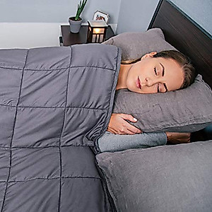 Bed Buddy Weighted Blanket 17 lbs - Weighted Blanket Adult Sized - Heavy Blanket with Weighted Glass Beads, Grey, 17 pounds, for Full, Queen Size, Twin Size